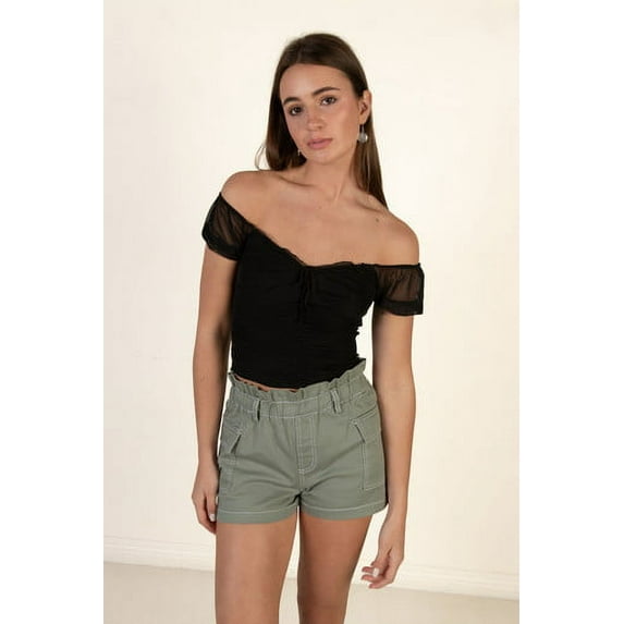 Ragstock Olive Paperbag Waist Cargo Shorts - Walmart.com