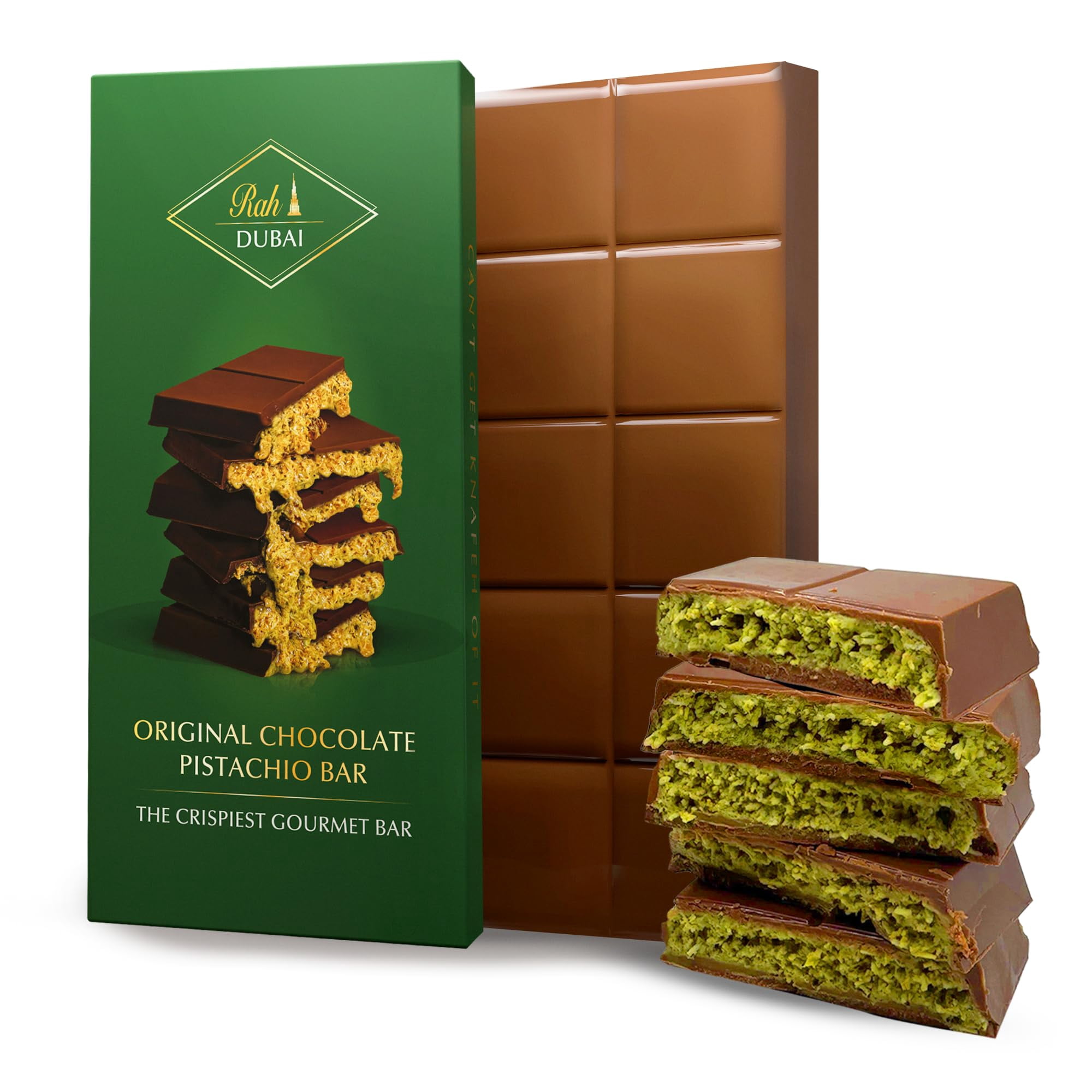 Rah Viral Dubai Chocolate MFF30 Bar Pistachio Original, Loaded Knafeh ...