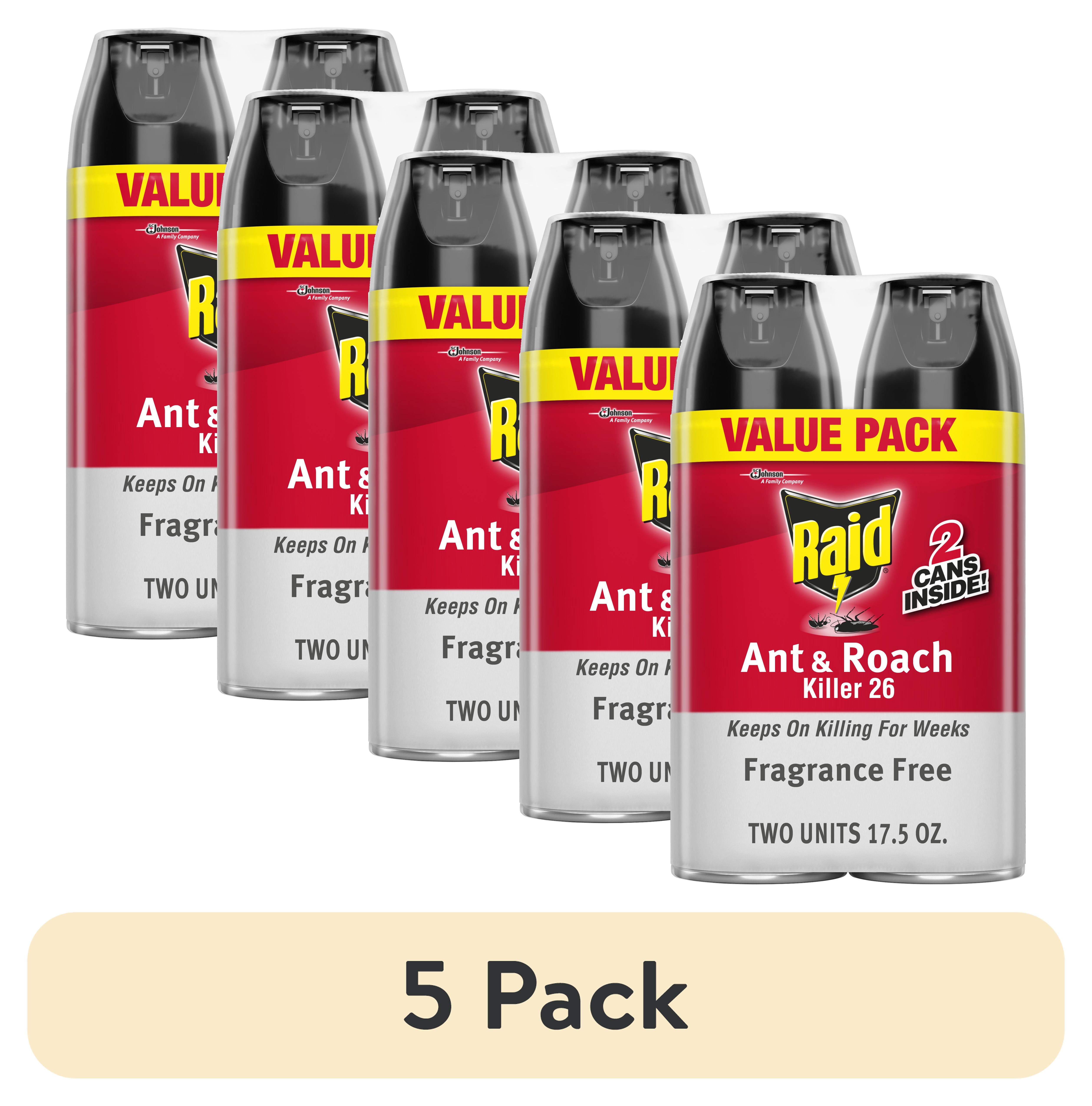 (5 pack) Raid Ant & Roach Killer Aerosol Insecticide, Fragrance Free ...