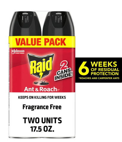 Raid Ant & Roach Killer Aerosol Insecticide, Fragrance Free, 17.5oz, 2 ...