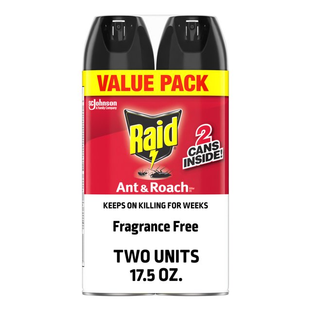 Raid Ant & Roach Killer Aerosol Insecticide, Fragrance Free, 17.5oz, 2 ...