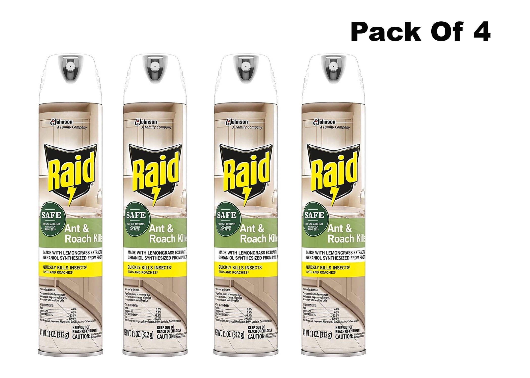 Raid Ant and Roach Killer, Aerosol Spray with Essential Oils (Pack OF 4 ...