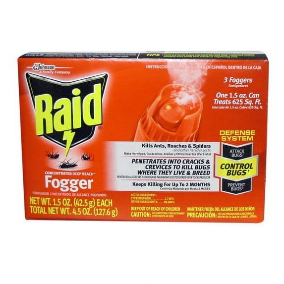 Raid Concentrated Deep Reach Fogger 3 Packs - Flying Insect Killer, 4.5 ...