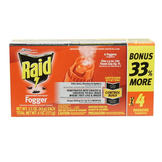 Raid Concentrated Deep Reach Indoor Fogger for Spiders, Fleas, Roaches ...