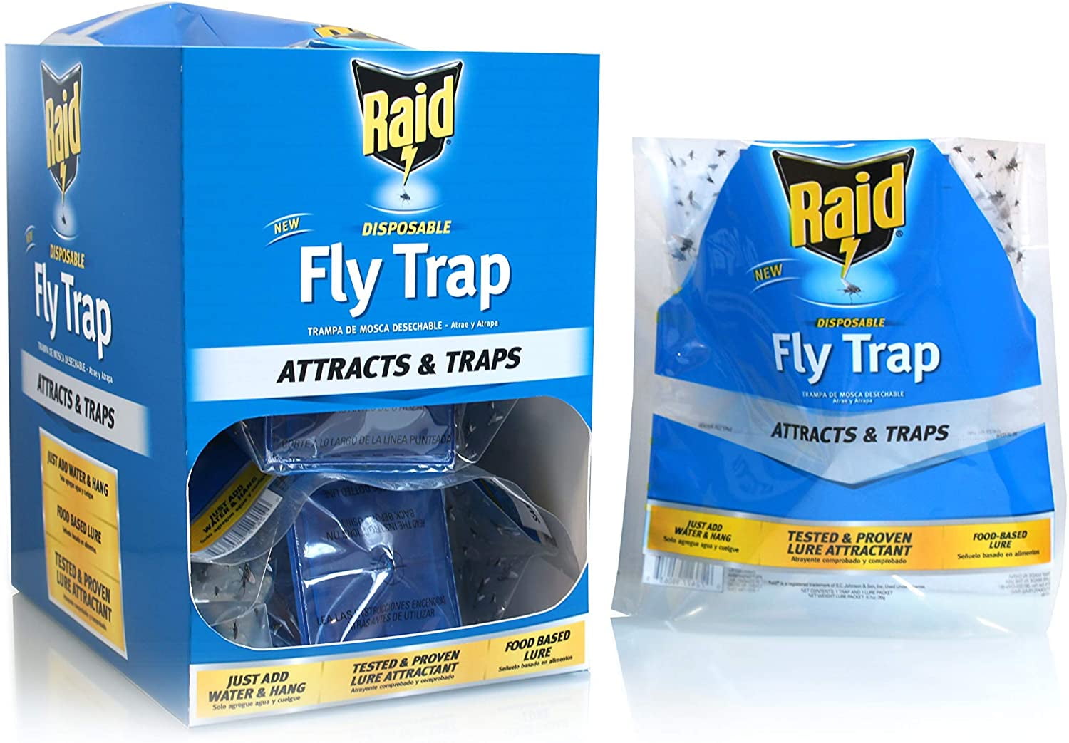 Raid Disposable Fly Trap, Traps Flies, Gnats, Moths, and More, 6 Pack ...