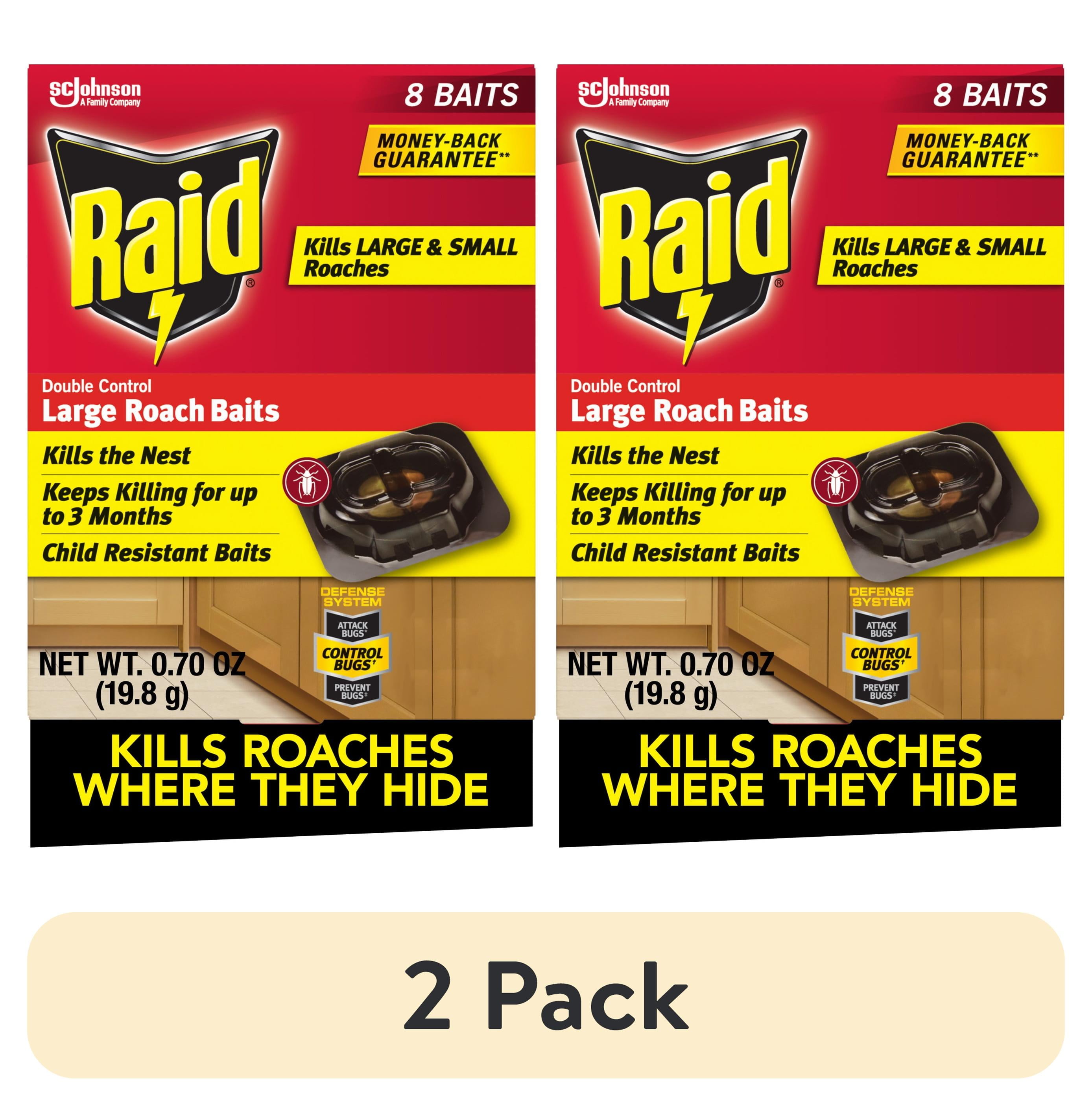 (2 pack) Raid Double Control Indoor Defense System Large Roach Baits, 0.70 oz, 8 Count - Walmart.com