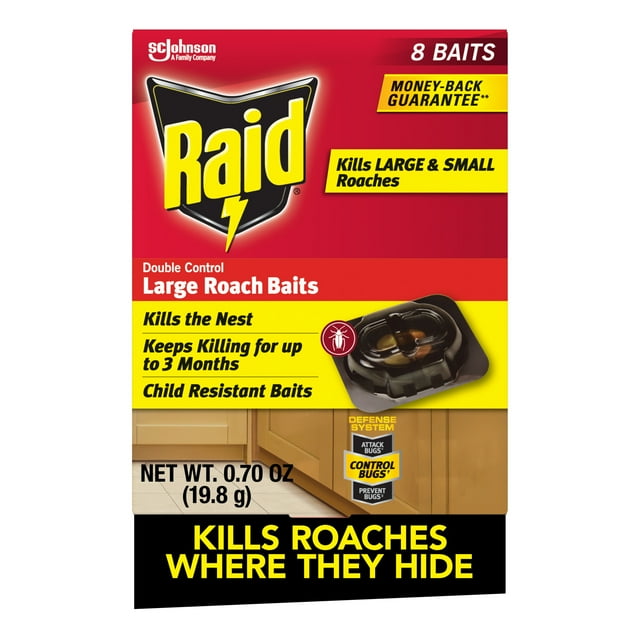 Raid Double Control Indoor Defense System Large Roach Baits, 0.70 oz, 8 ...