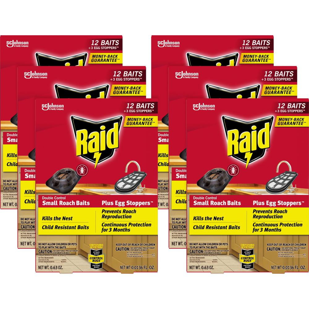 Raid Double Control Small Roach Baits - Cockroaches - Red - 6 / Carton ...