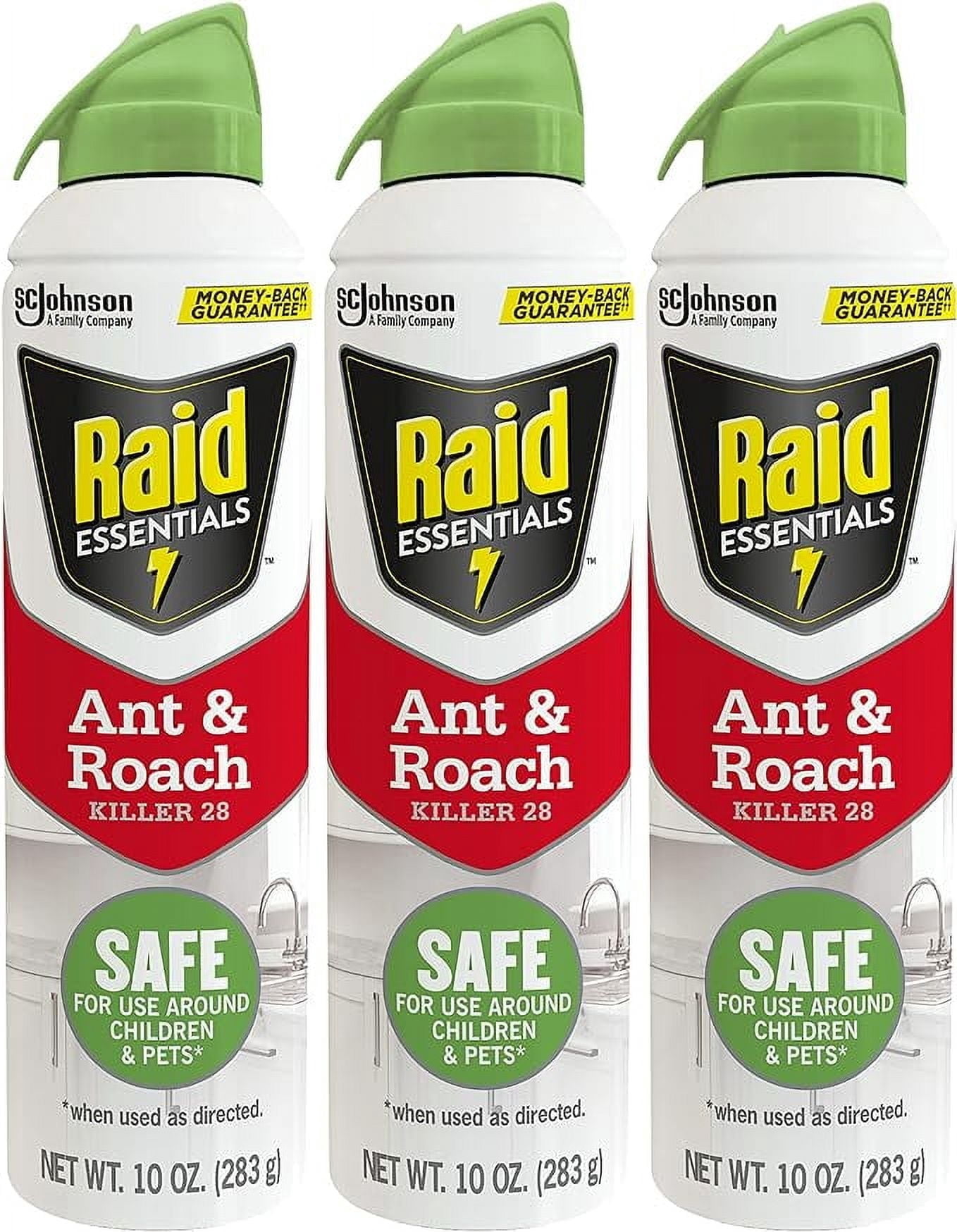 Raid Essentials Ant and Roach Aerosol Spray, Plant-Based, Safe for Kids ...