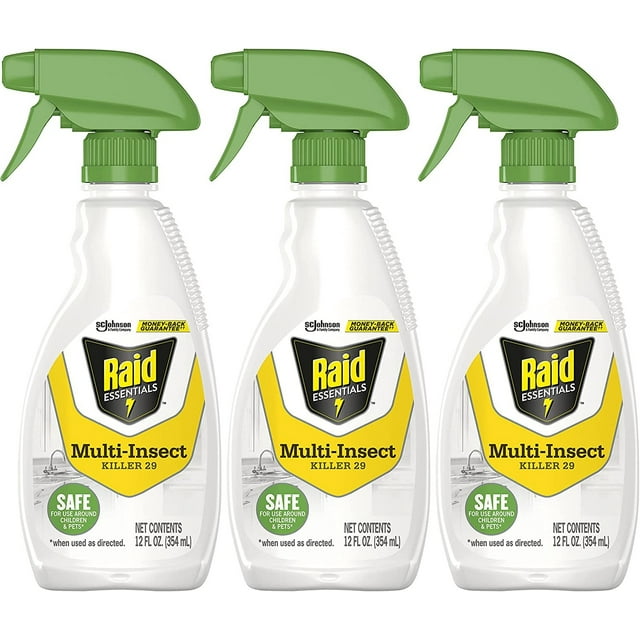 Raid Essentials - 12oz Pack of 3 - Spider & Bug Killer Spray Bottle ...