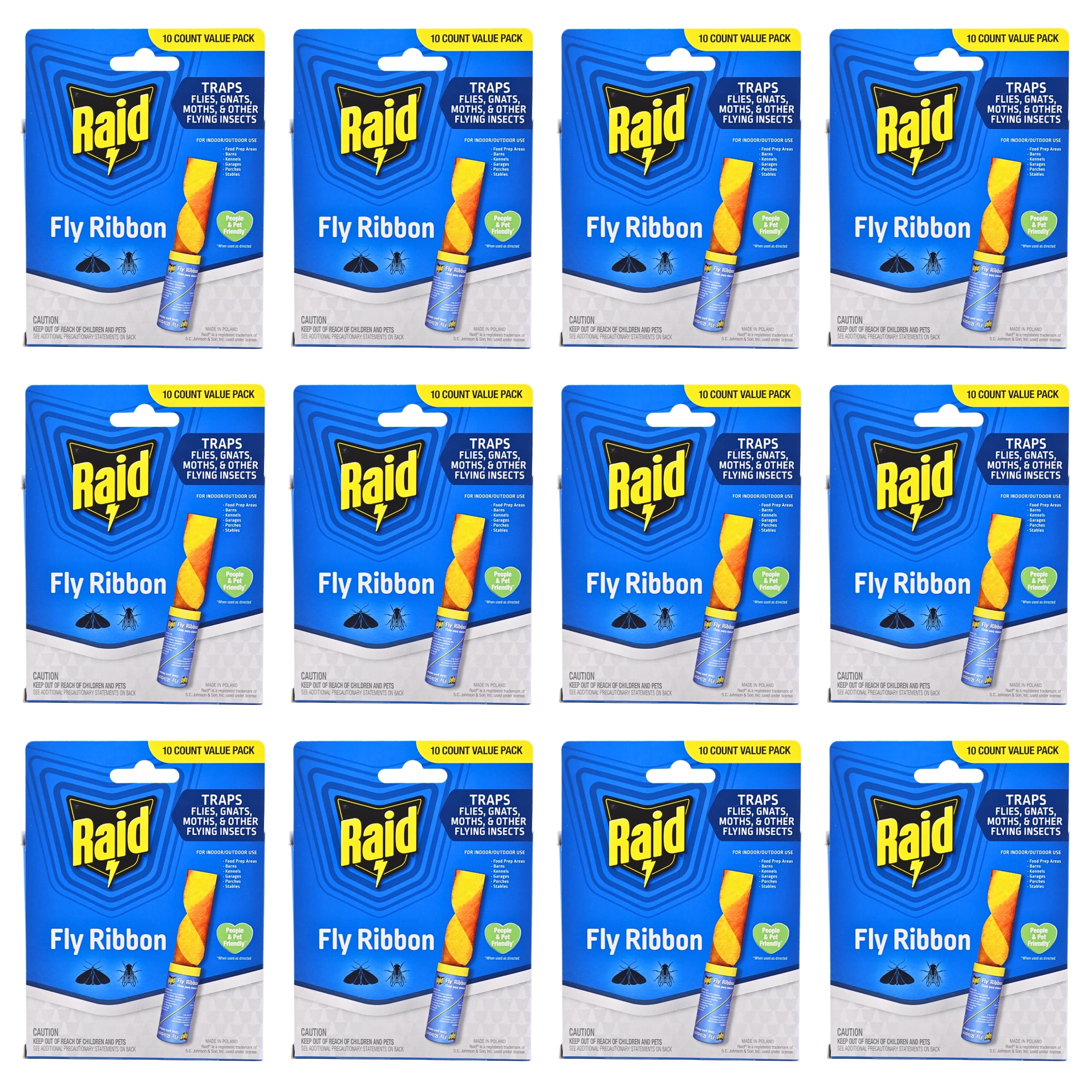 Raid Fly Ribbons Fly Traps, Effective for Kitchen & Food Prep Areas, 10 ...