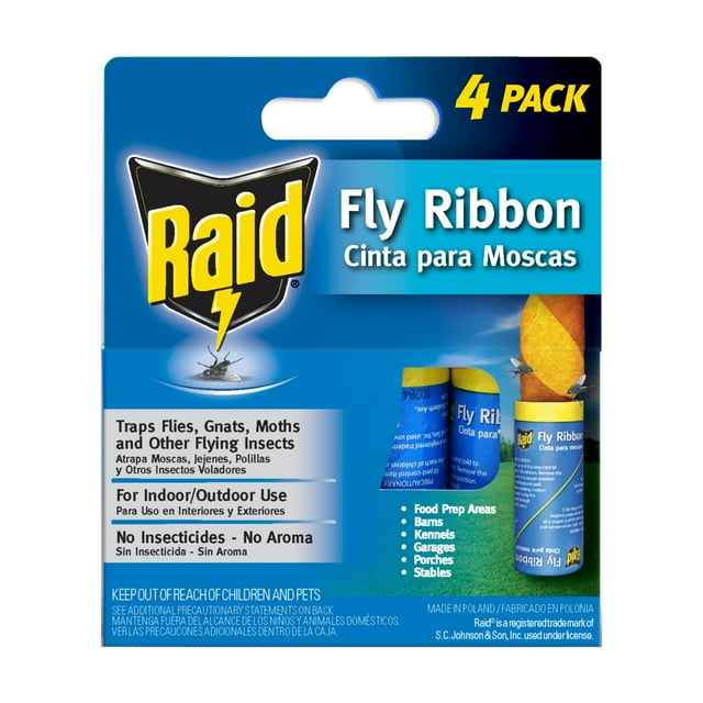Raid Fly Ribbons, Indoor Sticky Fly Traps, Effective for Home & Kitchen ...
