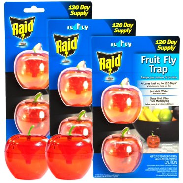 Raid Fruit Fly Apple Design Traps, Food Base Lure (6 Traps Total), 3 ...