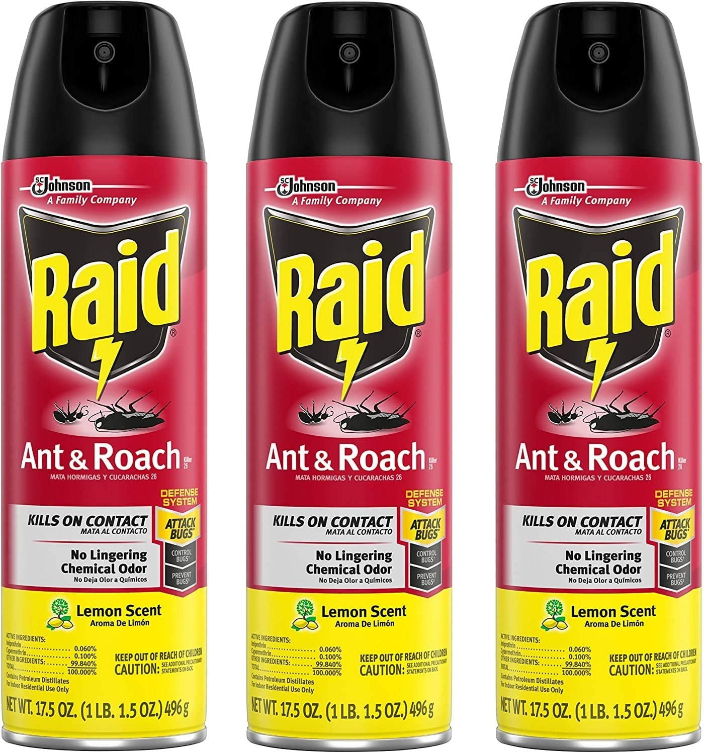 Raid Indoor Roach & Ant Killer Spray, 17.5 oz, 3 Count - Walmart.com