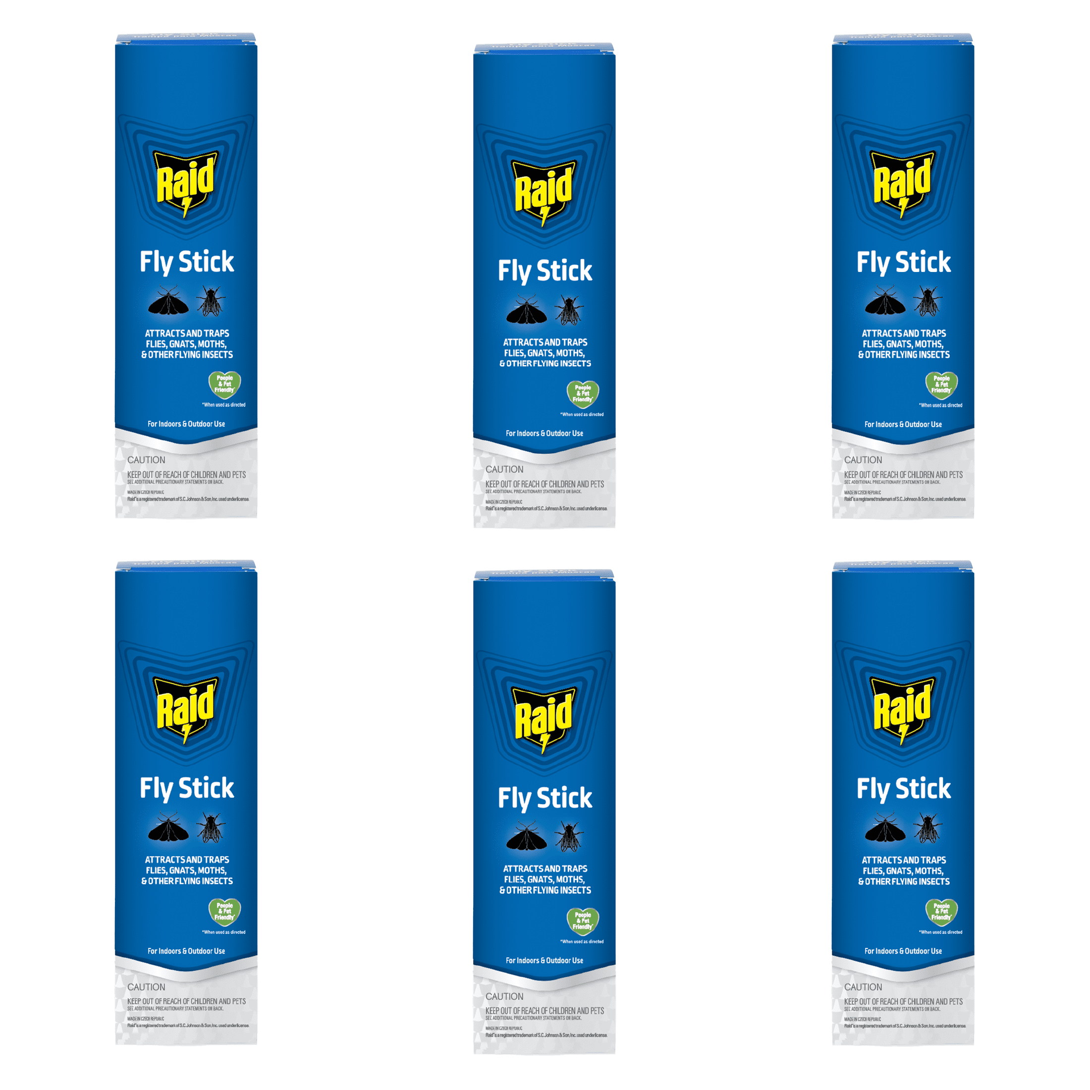 Raid Jumbo Fly Stick, Traps Flying Insects, 6 Total, Indoor and Outdoor ...