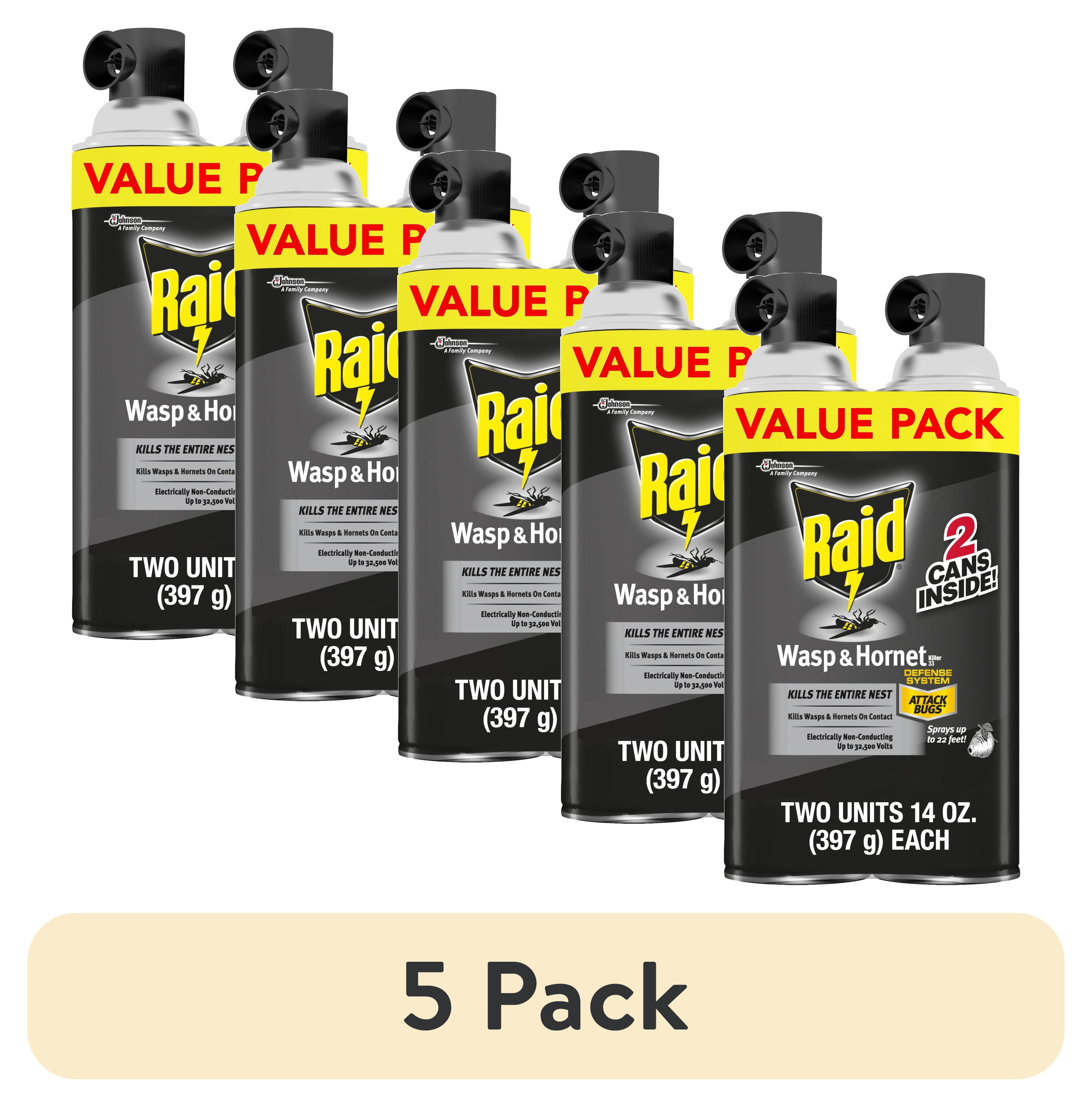 (5 pack) Raid Killer 33 Outdoor Wasp and Hornet Insecticide Value Pack ...