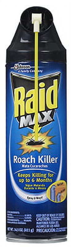 Raid Max, 14 OZ, Aerosol, Roach & Ant Killer, Kills In Seconds On Cont ...