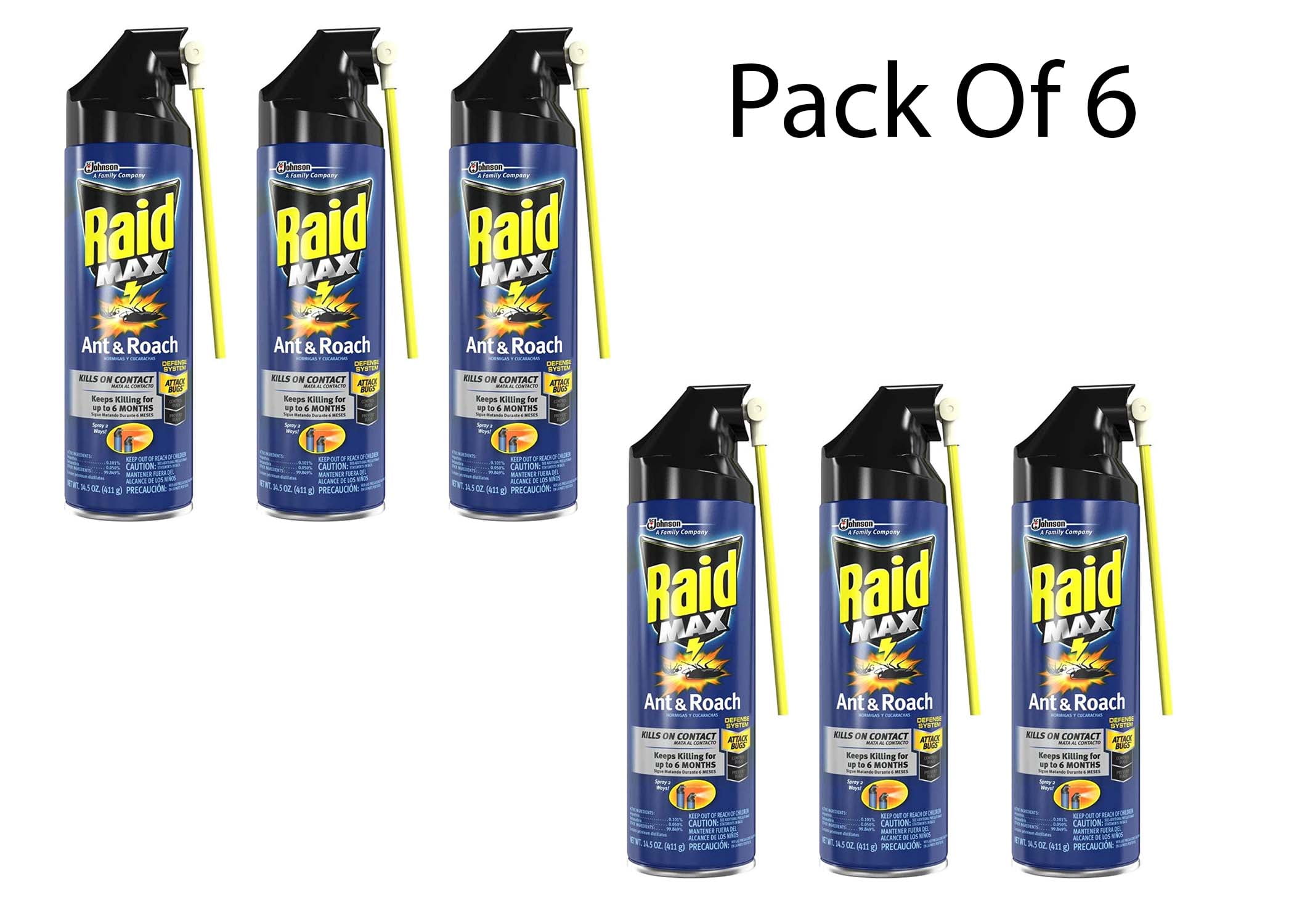 Raid Max Ant & Roach Indoor Spray Insecticide, 14.5 oz, 6 Count ...