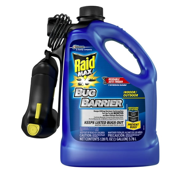 Raid Max Bug Barrier Trigger Starter Kit, Bug Killer, 128 oz, 1 Gallon ...