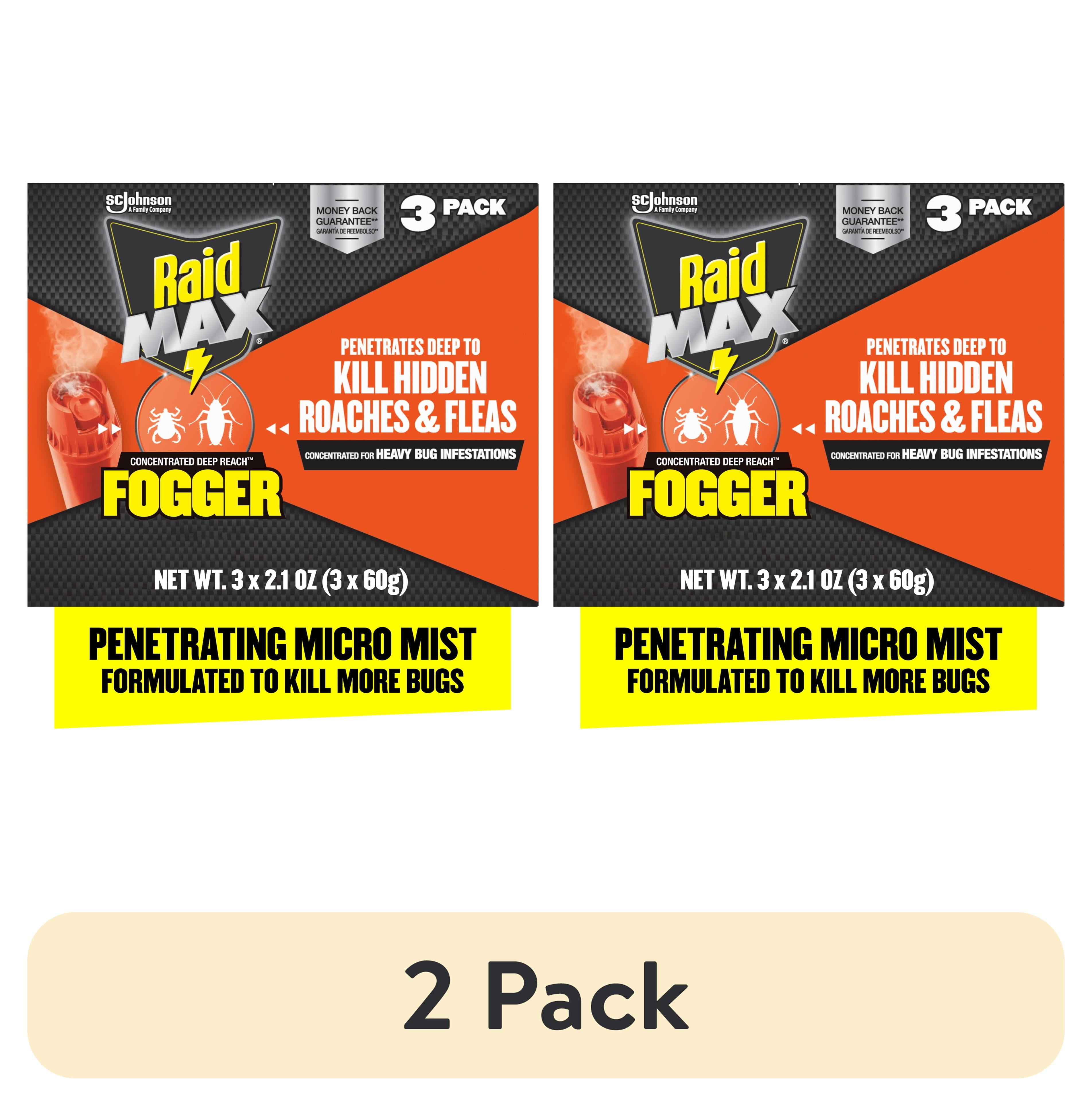 (2 pack) Raid Max Concentrated Deep Reach Fogger,Roach & Flea Insect ...