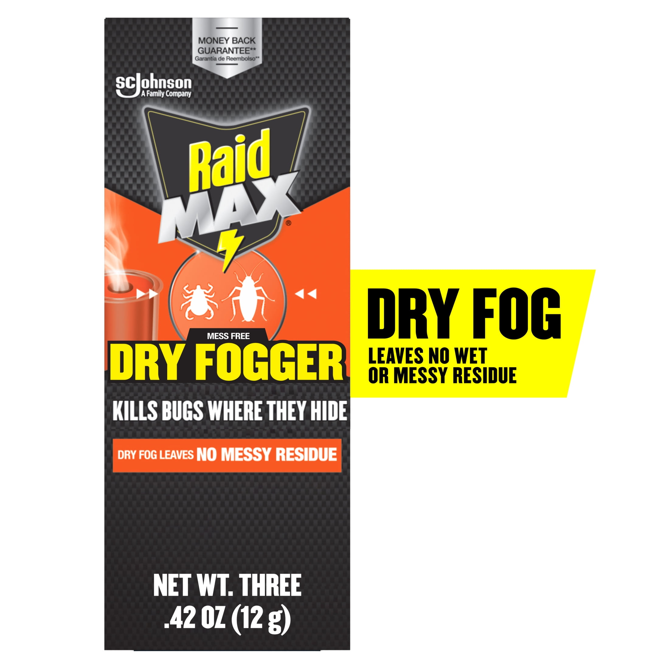 Raid Max Indoor Mess Free Dry Bug Killing Fogger, Insect Killer, 0.42 ...