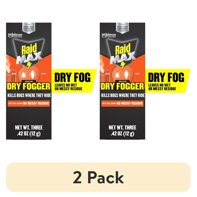 (2 pack) Raid Max Indoor Mess Free Dry Bug Killing Fogger, Insect ...