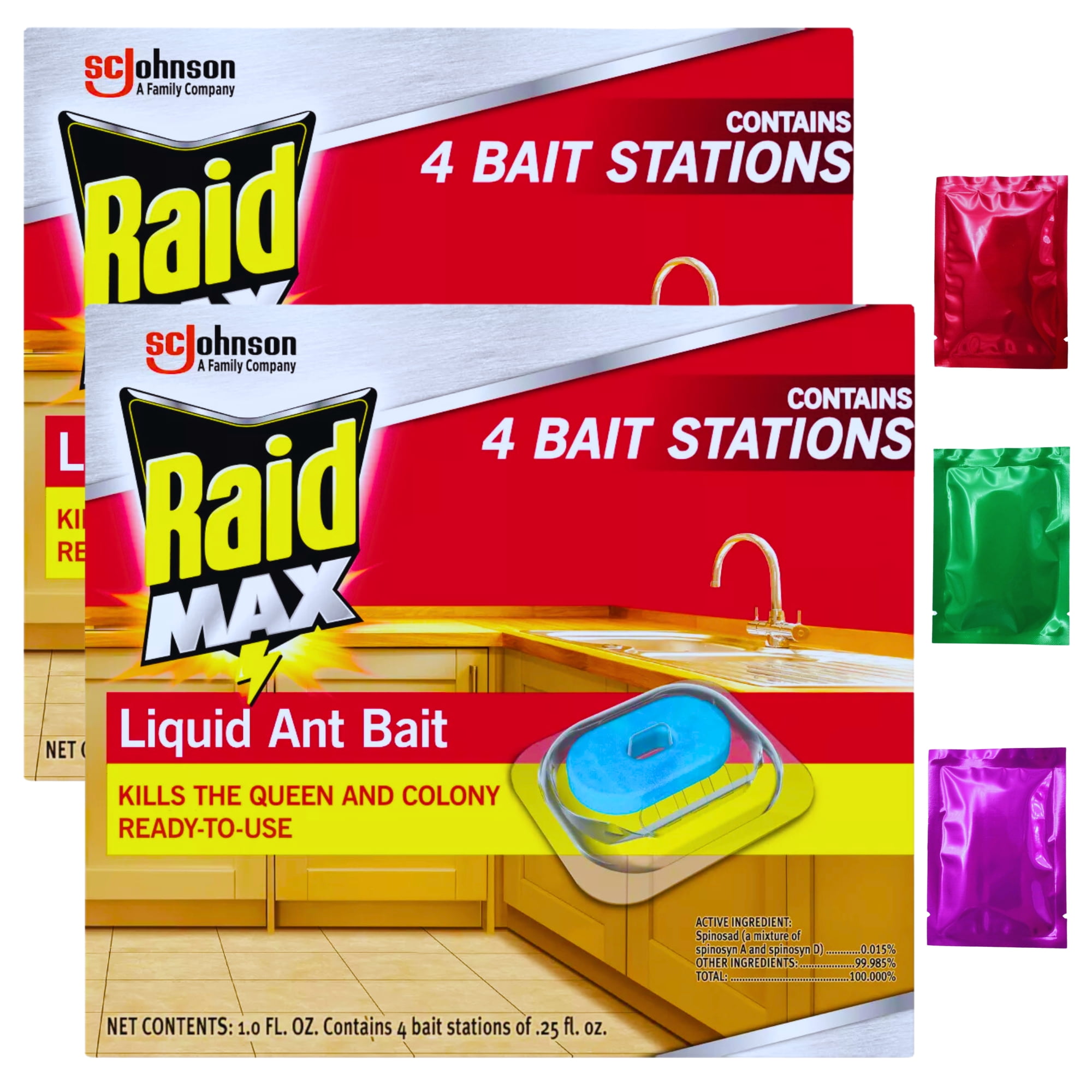 Raid Max Liquid Ant Baits, 0.25 fl oz (8-Pack) Ready-to-Use Indoor ...