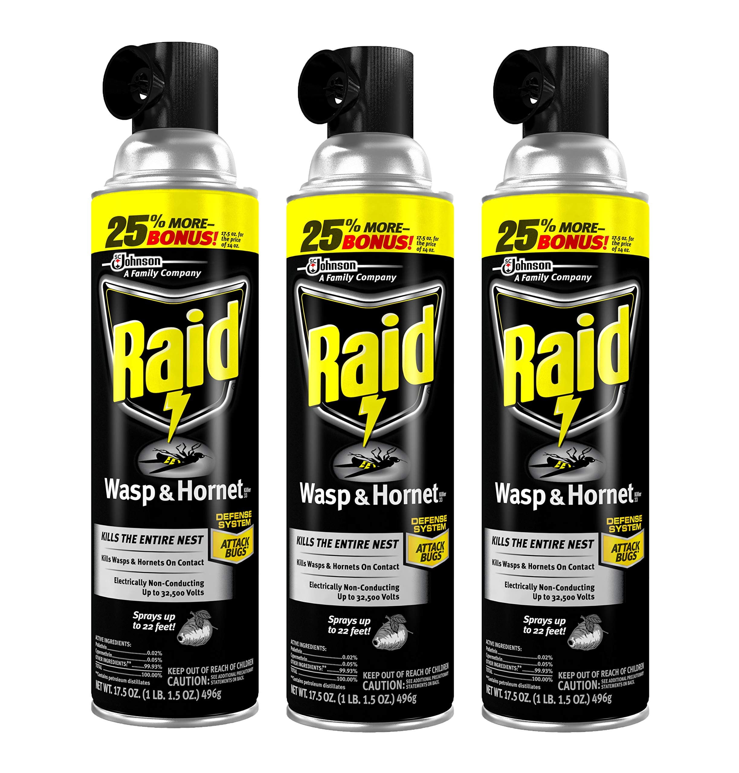 Raid Wasp and Hornet Killer, 17.5 OZ Pack of 3 - Walmart.com