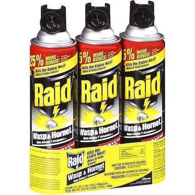 Raid Wasp and Hornet Spray 17.5 Ounces - Pack of 3 - Walmart Business ...