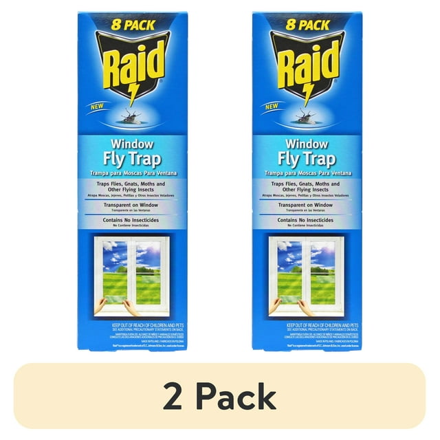 (2 pack) Raid Window Fly Trap, 8 Count, Discreet and Effective Fly ...