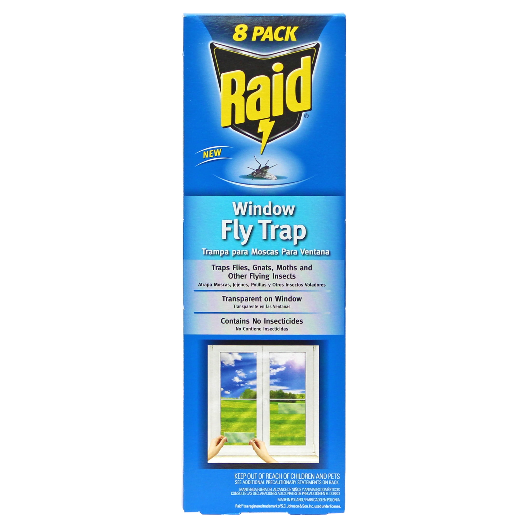 Raid Window Fly Trap, 8 Count, Discreet Indoor Fly and Insect Killer ...