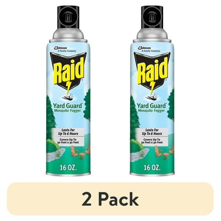 (2 pack) Raid Yard Guard Mosquito Fogger, Insect Killer Bug Spray, 16 ...