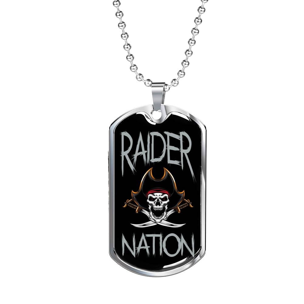 Raider Dog Tag Stainless Steel or 18k Gold 24" Chain - Walmart.com
