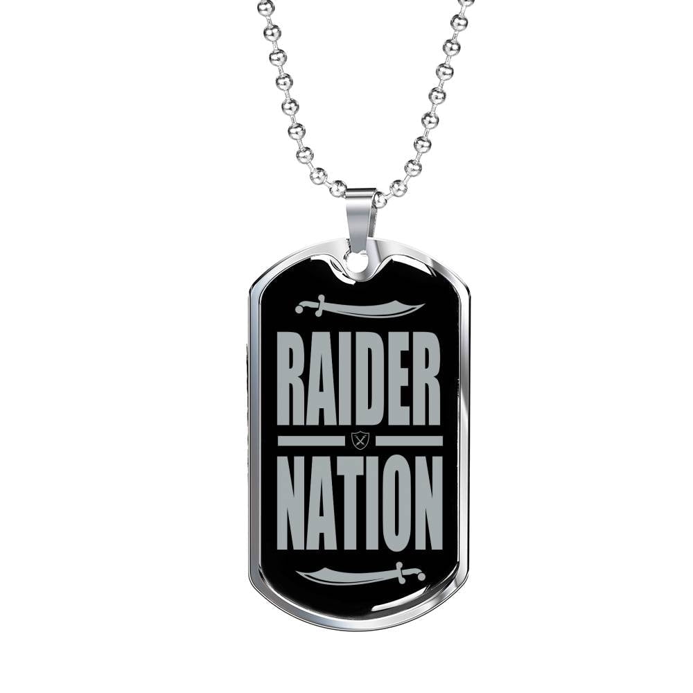 Raider Football Fan Dog Tag Stainless Steel or 18k Gold 24" Chain ...