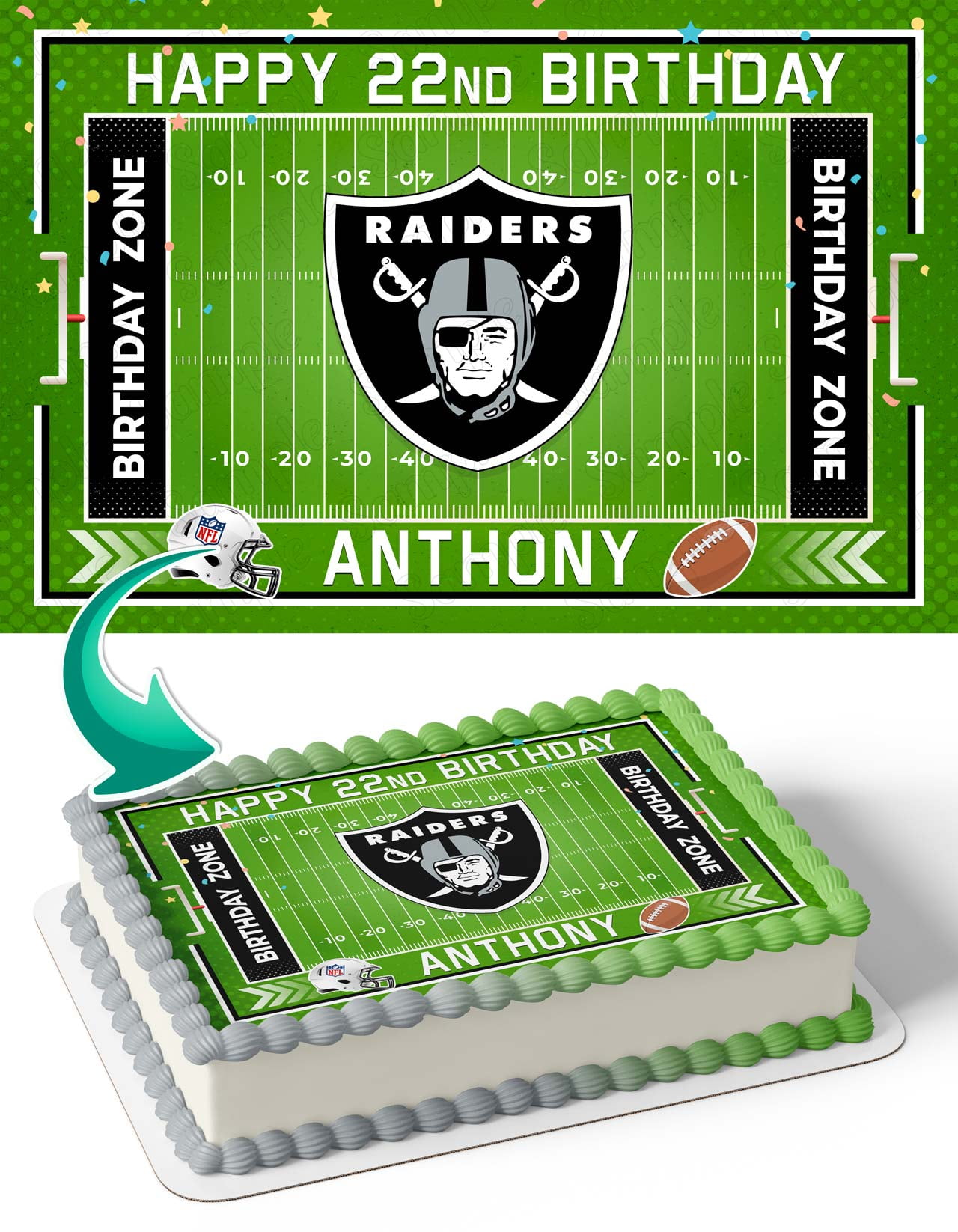 Raiders Edible Cake Image Topper Birthday Photo Icing Fondant ...