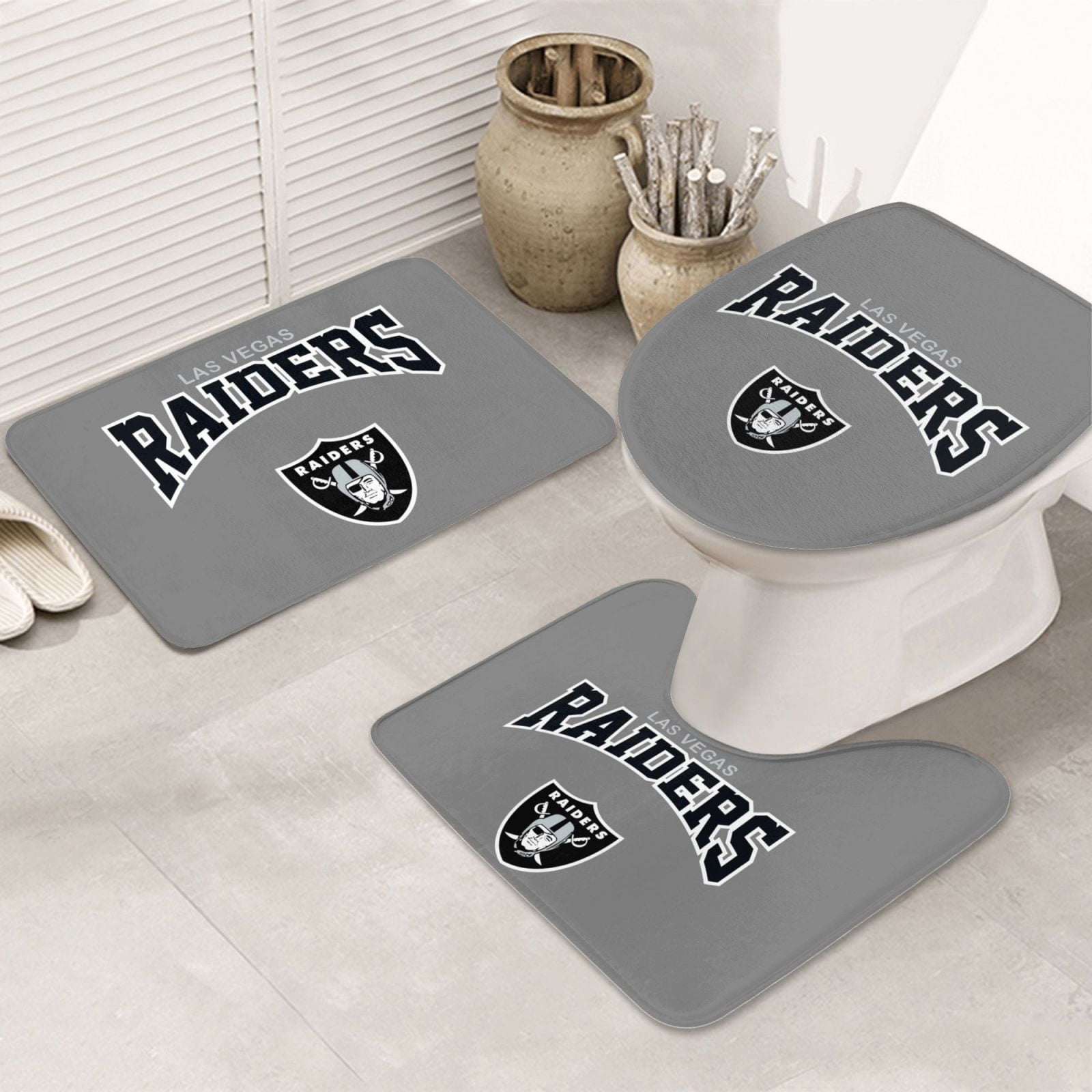 Raiders Football Bathroom Rugs Sets 3 Piece, Soft Absorbent Bath Rugs ...