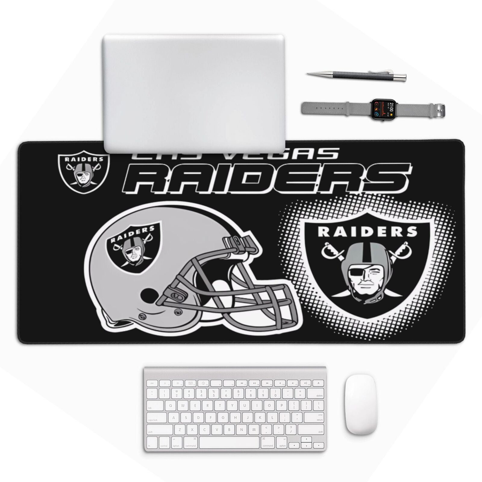 Raiders Football Logo Mouse Pad, Personalized Oversized Rubber Keyboard ...