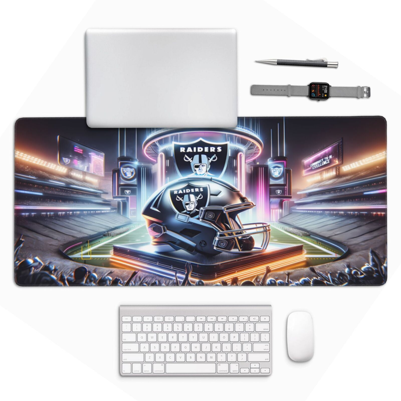 Raiders Football Logo Mouse Pad, Personalized Oversized Rubber Keyboard ...