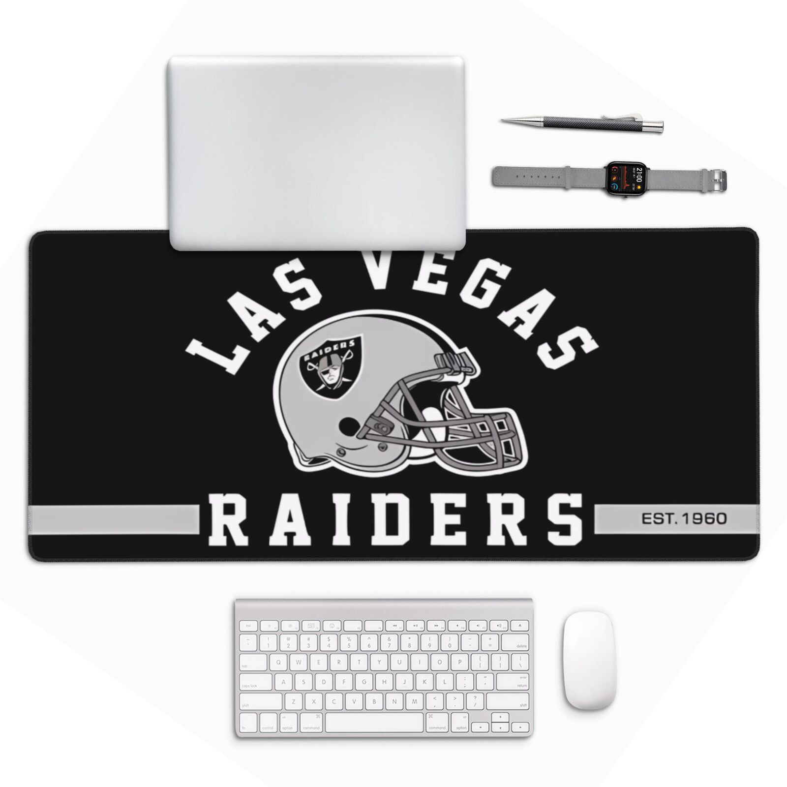 Raiders Football Logo Mouse Pad, Personalized Oversized Rubber Keyboard ...