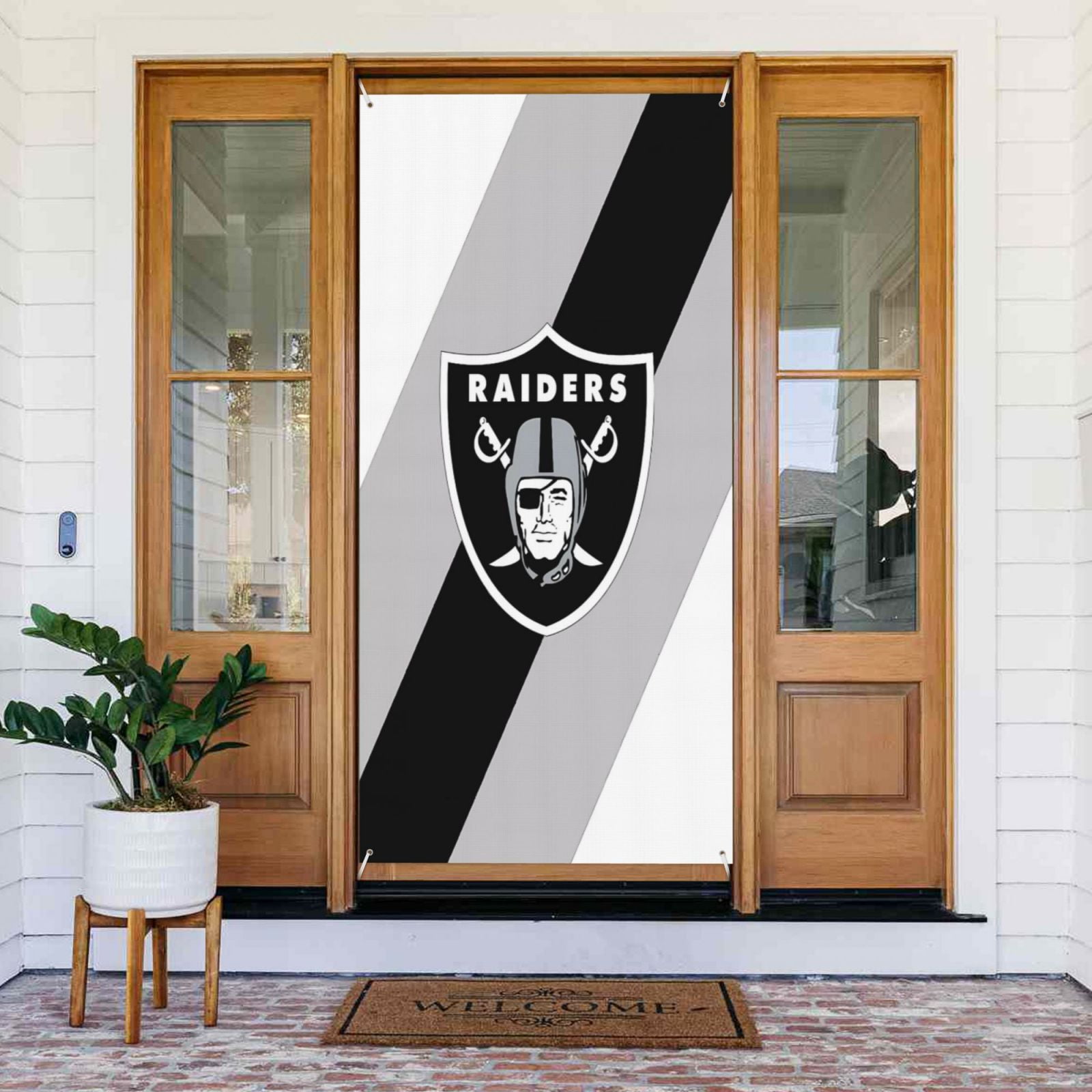 Raiders Football Team Door Decor Banner, Custom Team Fan Porch Sign ...