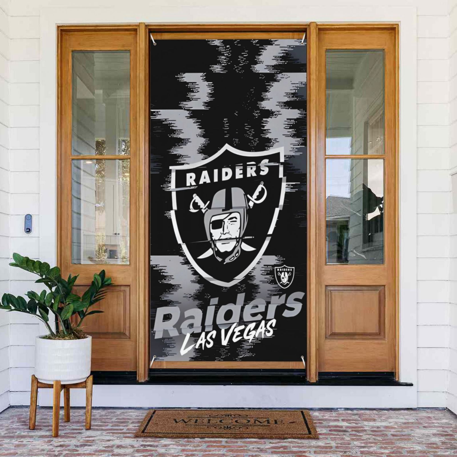 Raiders Football Team Door Decor Banner, Custom Team Fan Porch Sign ...
