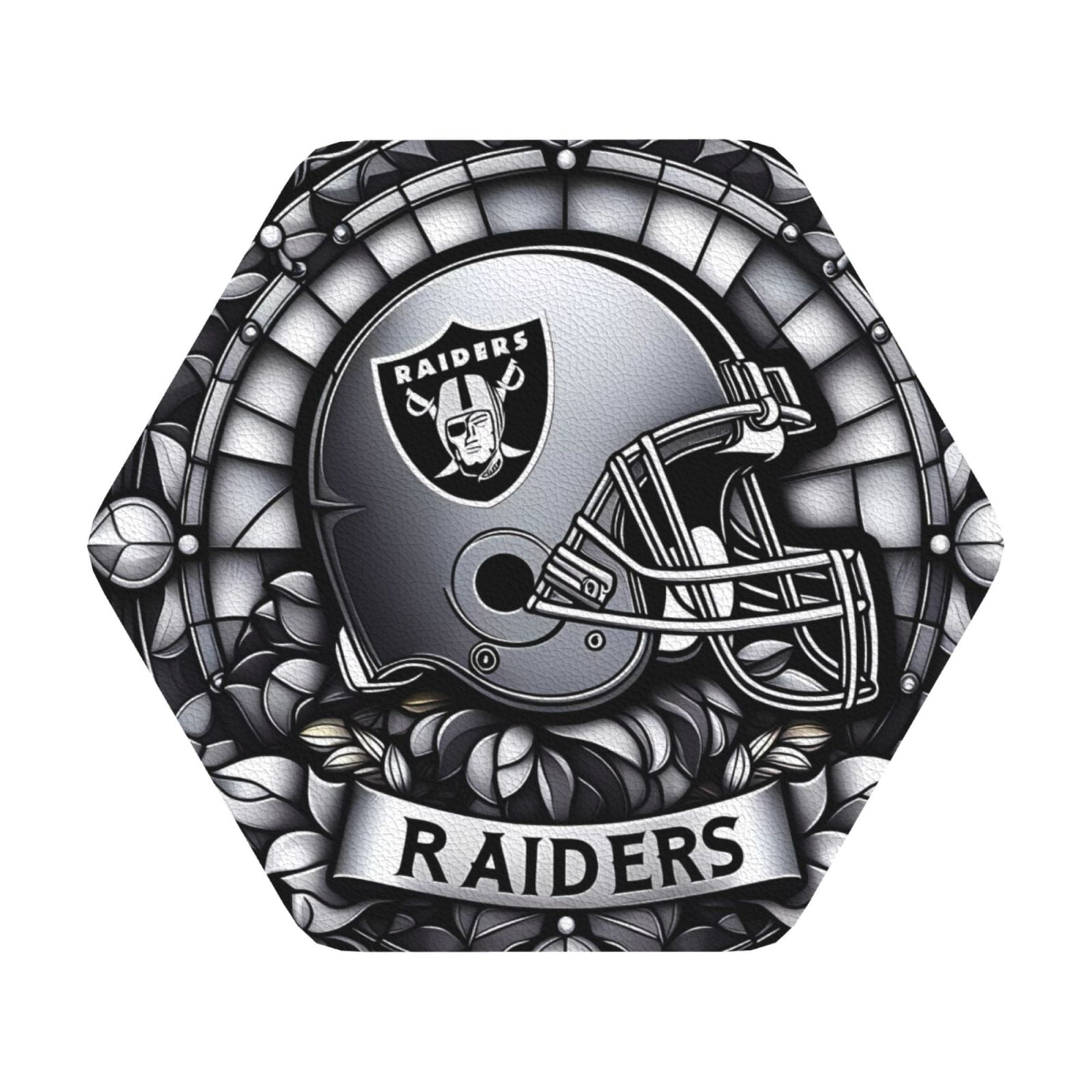 Raiders Football Team Logo Leather Coasters, Splash-Proof, Tabletop ...