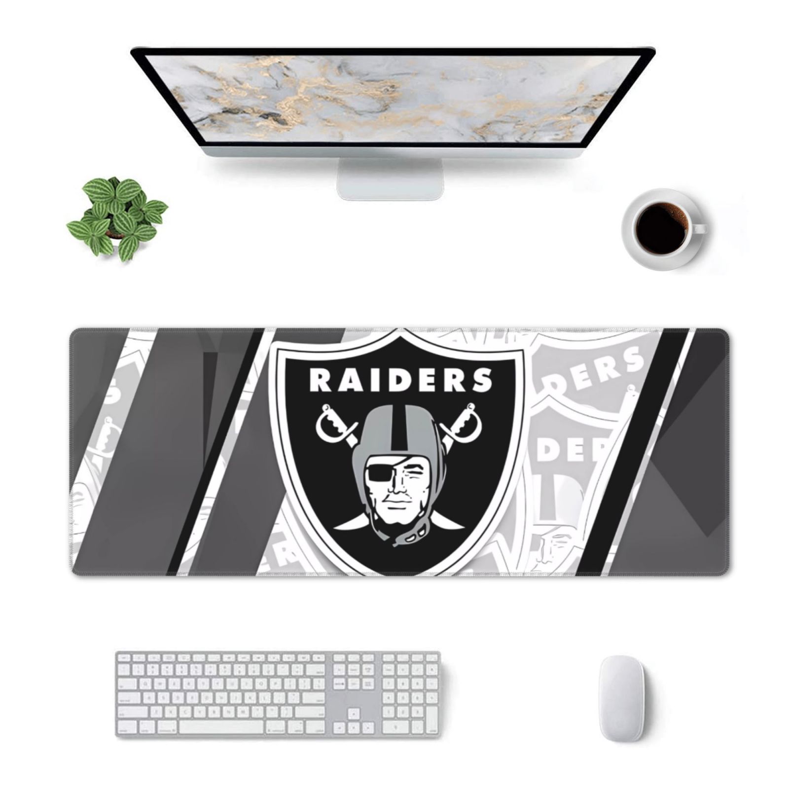 Raiders Football Team Pattern Oversized Rubber Keyboard Pad 12x31.5 ...