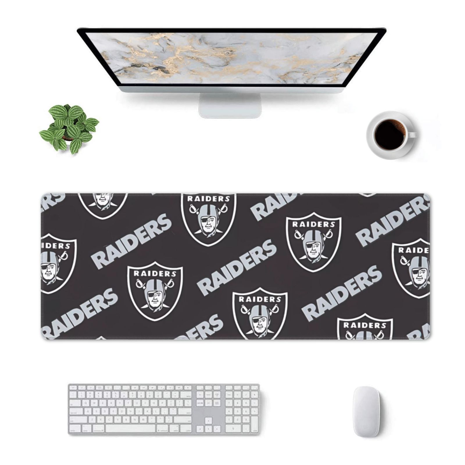 Raiders Football Team Pattern Oversized Rubber Keyboard Pad 12x31.5 ...