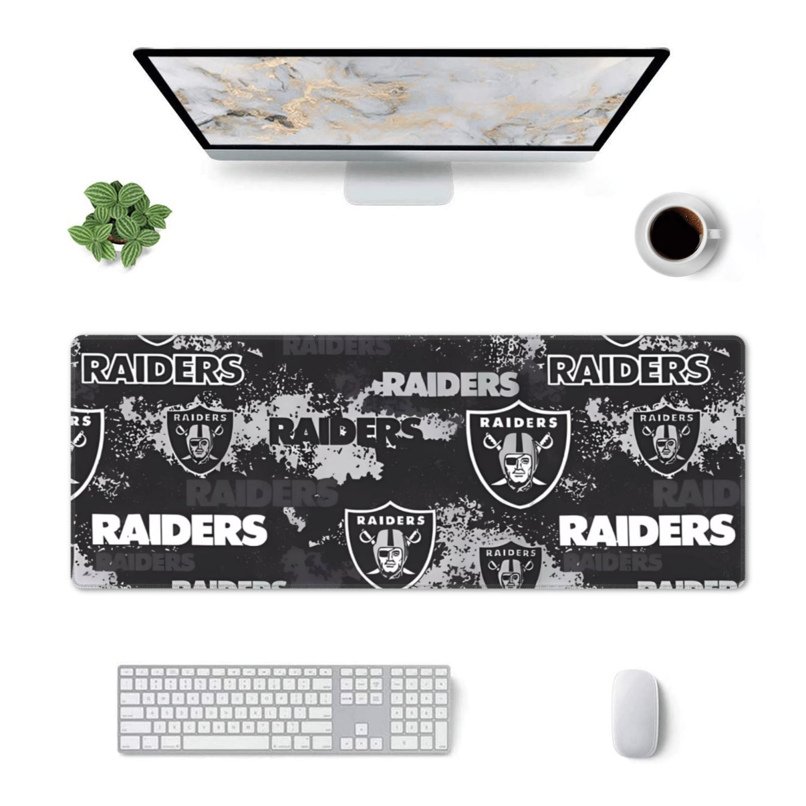 Raiders Football Team Pattern Oversized Rubber Keyboard Pad 12x31.5 ...