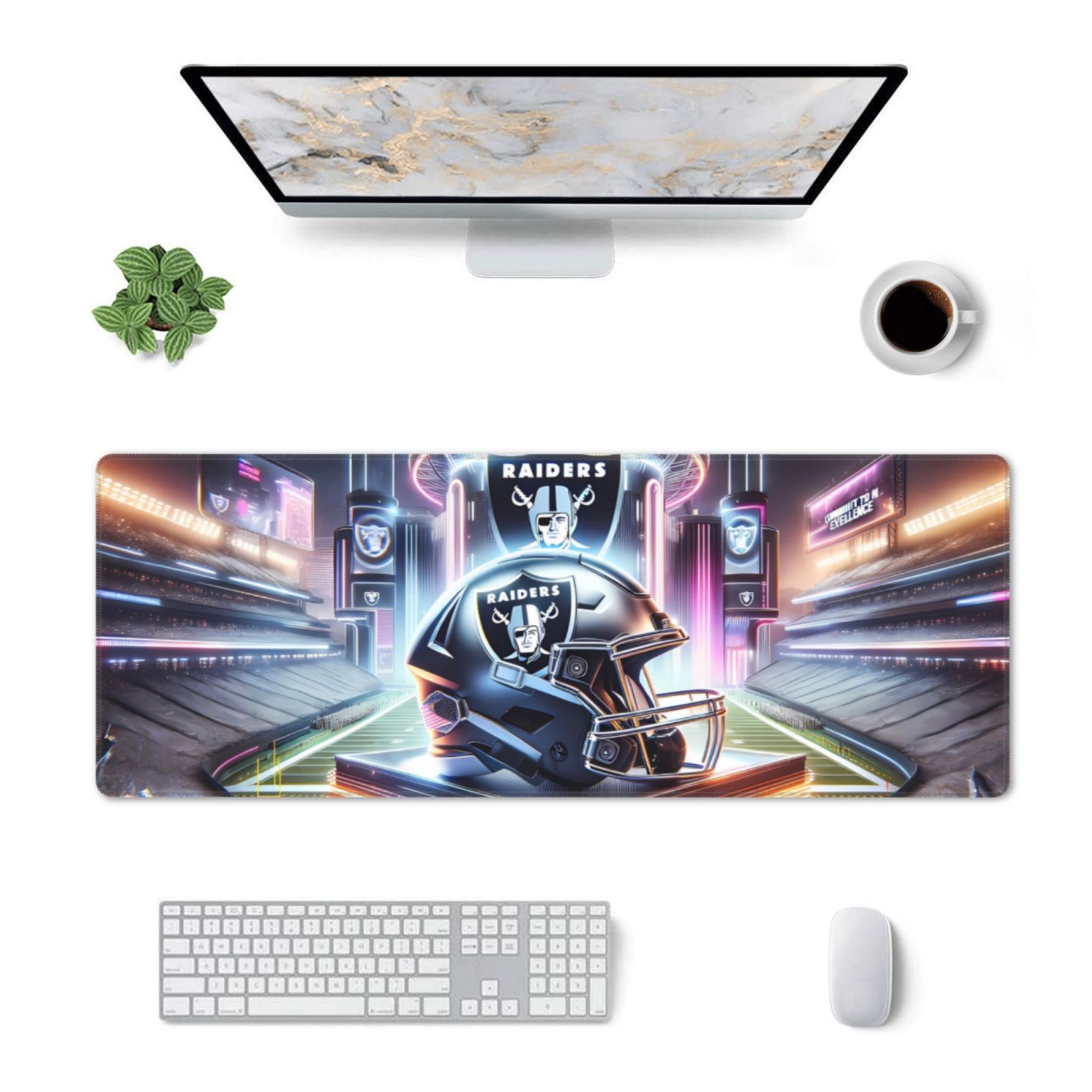 Raiders Football Team Pattern Oversized Rubber Keyboard Pad 12x31.5 ...