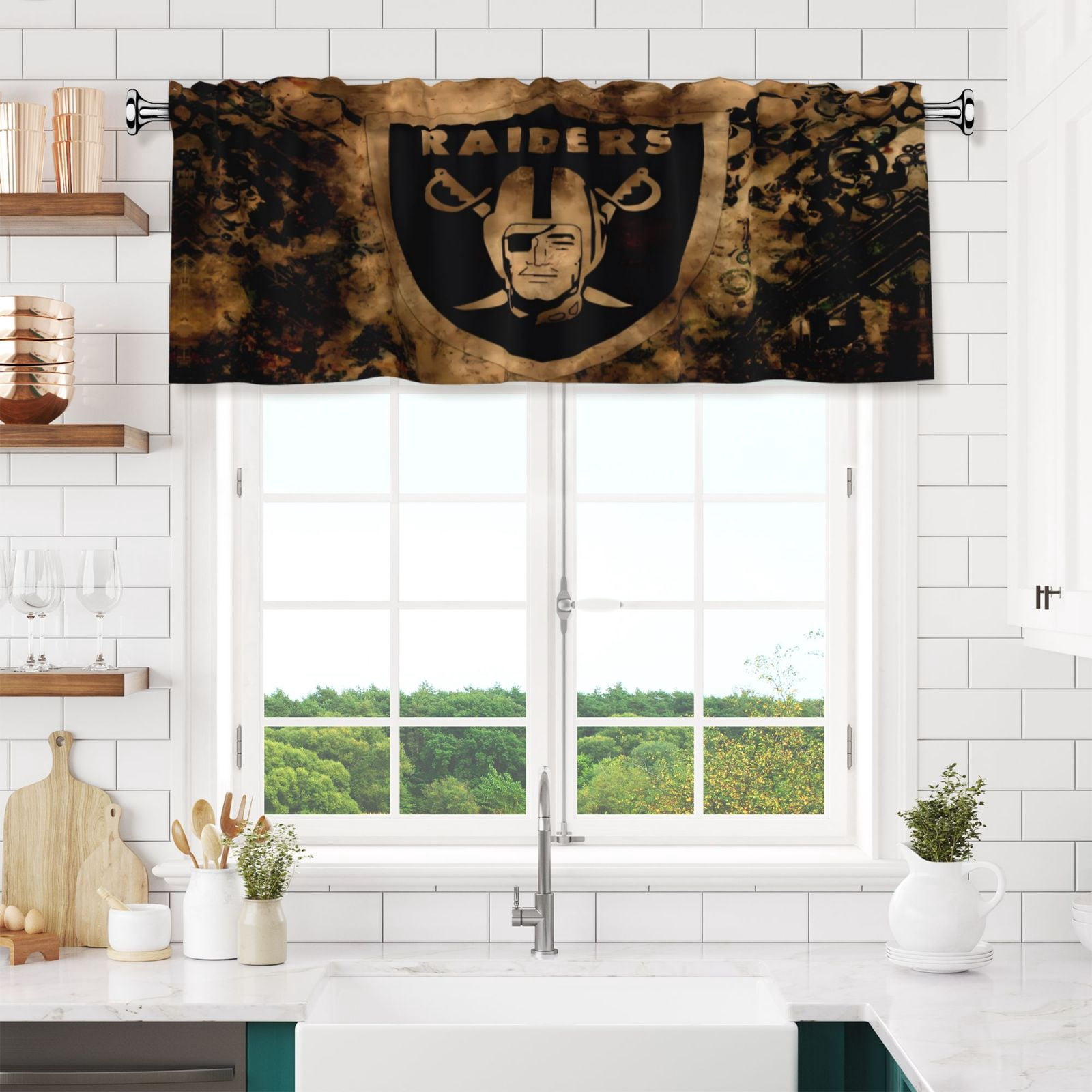 Raiders Football Team Print Blackout Valance Curtains 54x18 inches, Rod ...