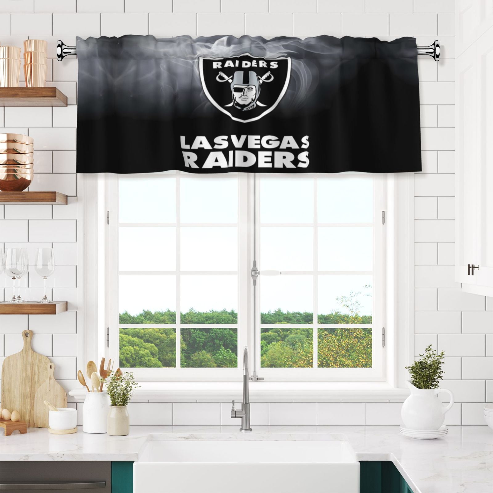 Raiders Football Team Print Blackout Valance Curtains 54x18 inches, Rod ...