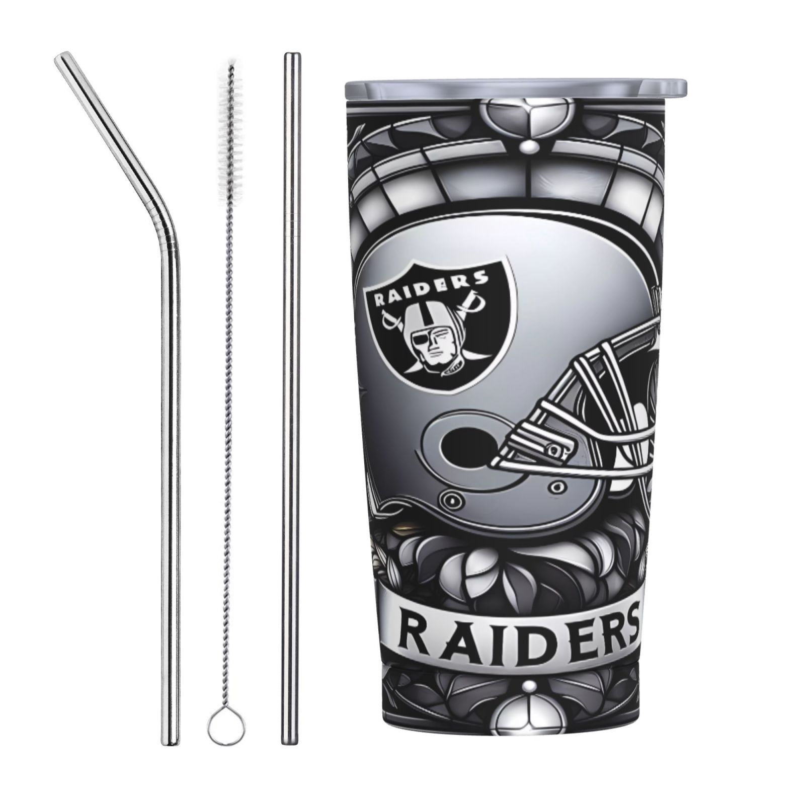 Raiders Football Team Theme 20 oz Car Straw Cup, Travel Coffee Cup, 20 ...