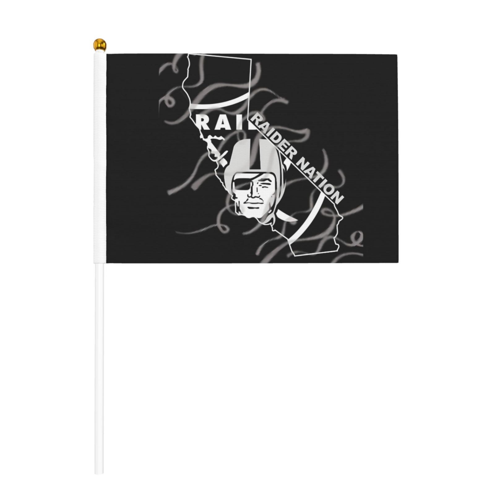 Raiders Logo Printing Handheld Flag 6 Piece 5.5x8.2in Double Sided ...